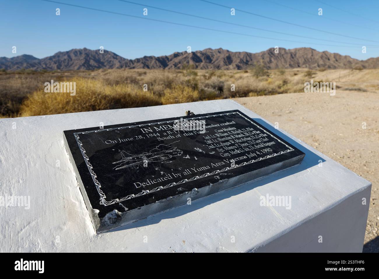 Boeing B-17 training bomber crash memorial 28 June 1944 near Wellton ...