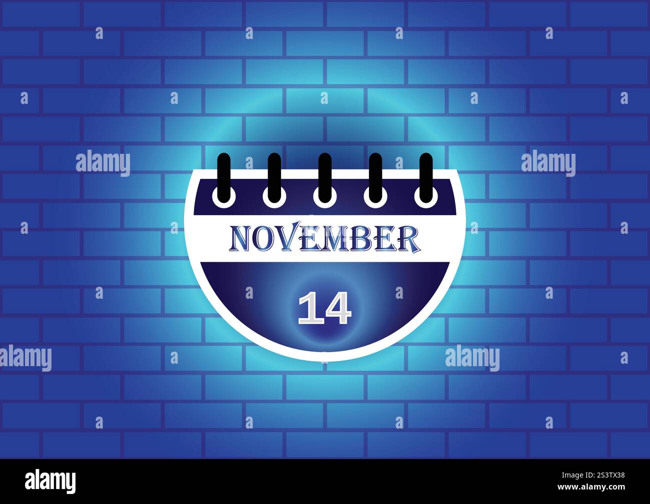 A stylized calendar page showcasing November 14th. The design features ...