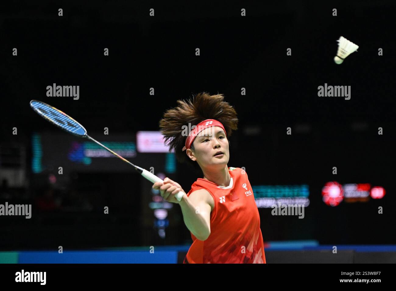 Kuala Lumpur, Malaysia. 10th Jan, 2025. Wang Zhiyi hits a return during ...