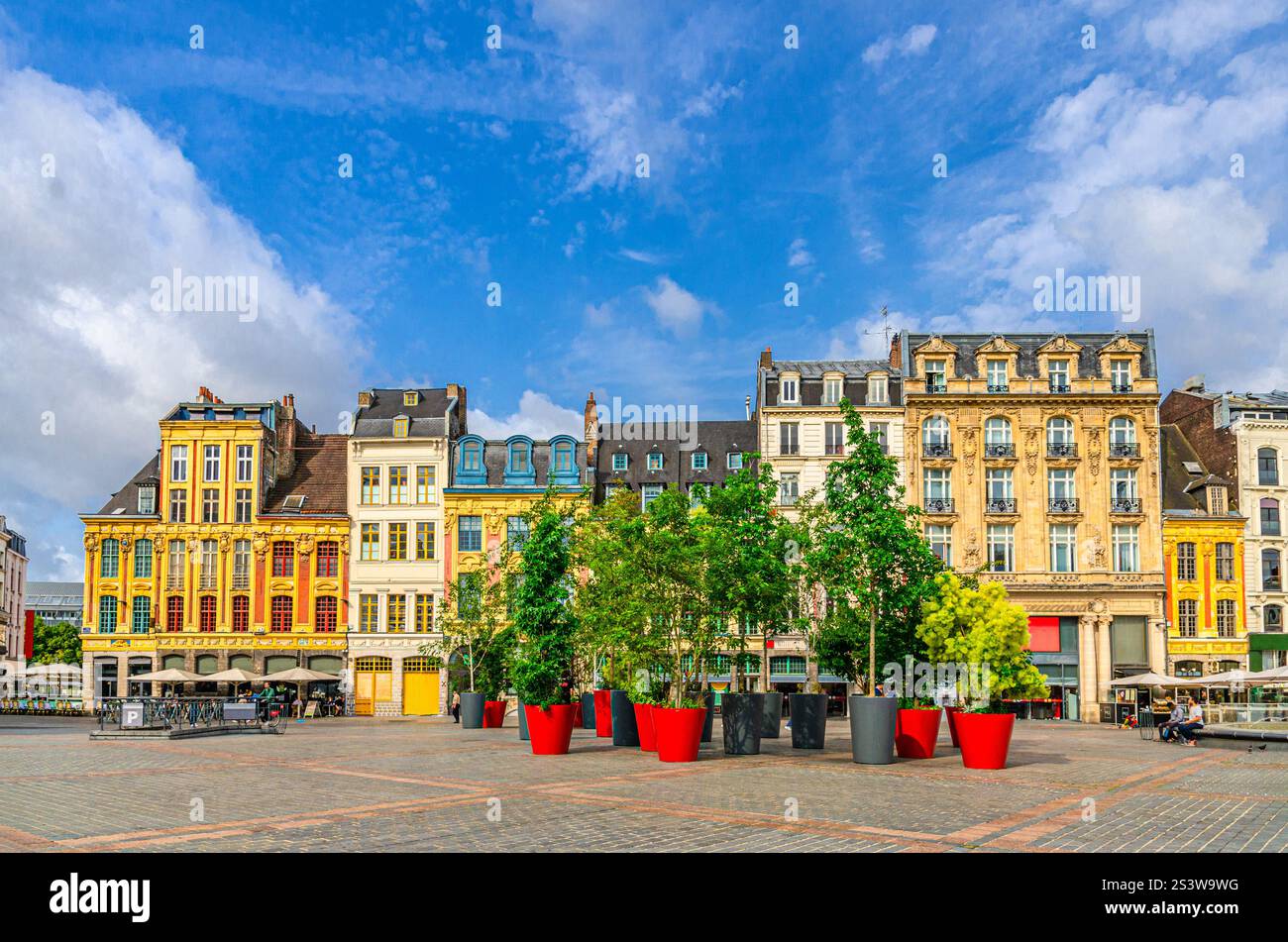 Lille cityscape, La Grand Place square General de Gaulle, historical ...