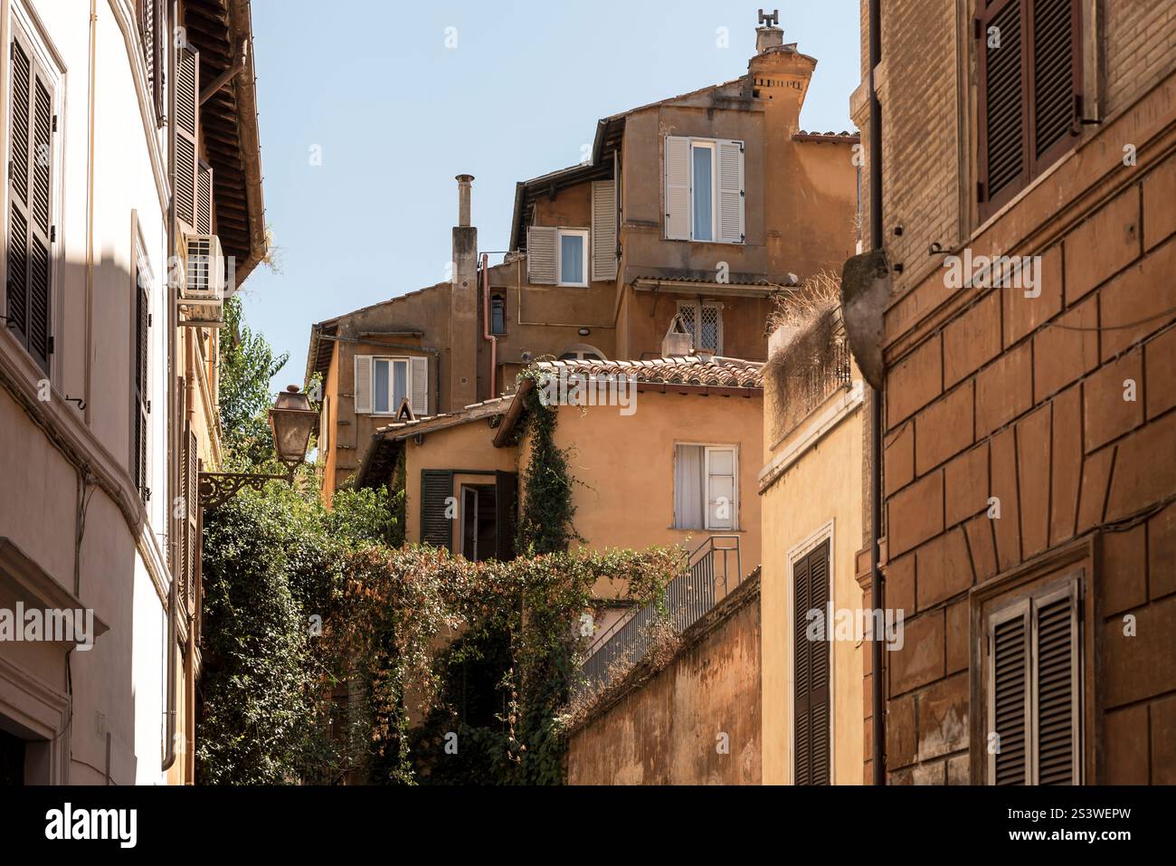 Buildings in Rome, the capital of Italy, with Ochre colored walls, and ...
