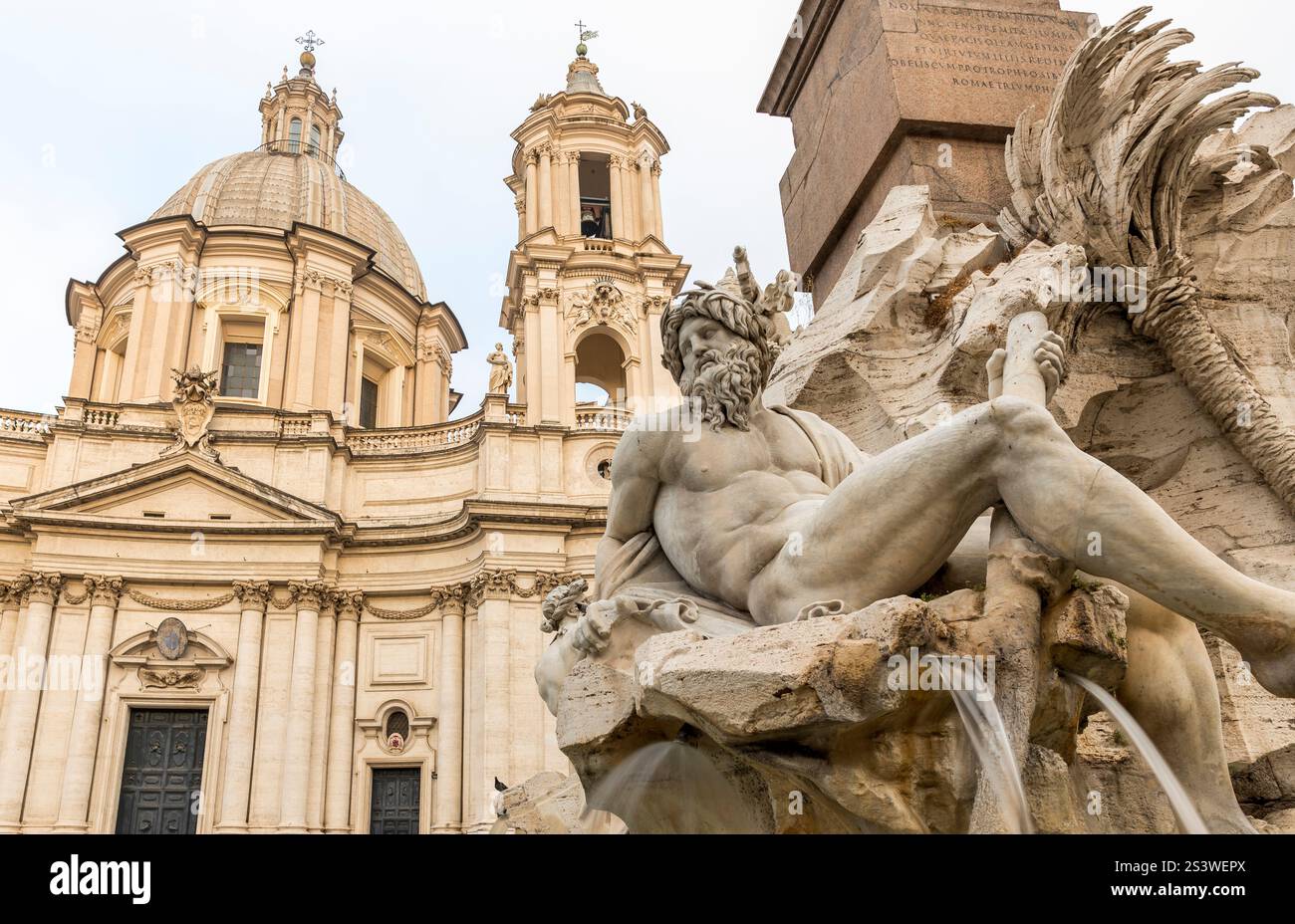 Bernini's famous four rivers sculpture on the Piazza Navona, in Rome ...