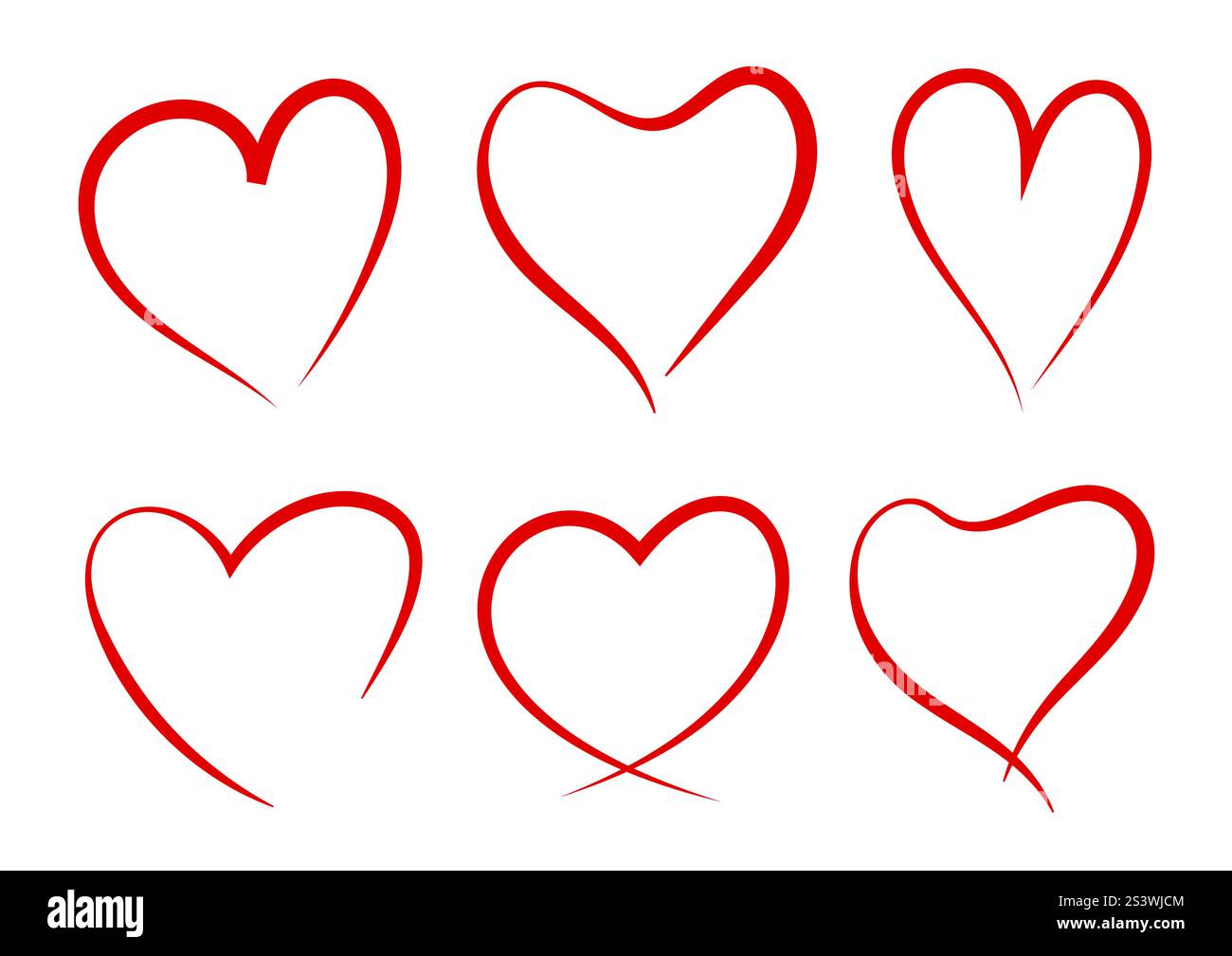 Hand drawn heart icon for valentine day. Doodle red heart outline frame ...