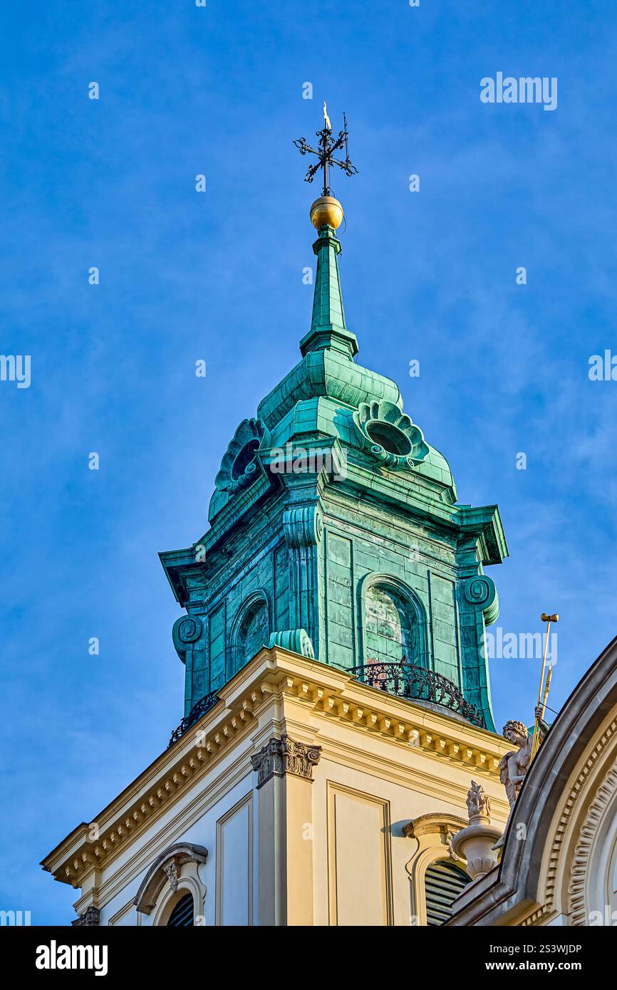 Front Facade and bell towers of the Holy Cross Church which is situated ...