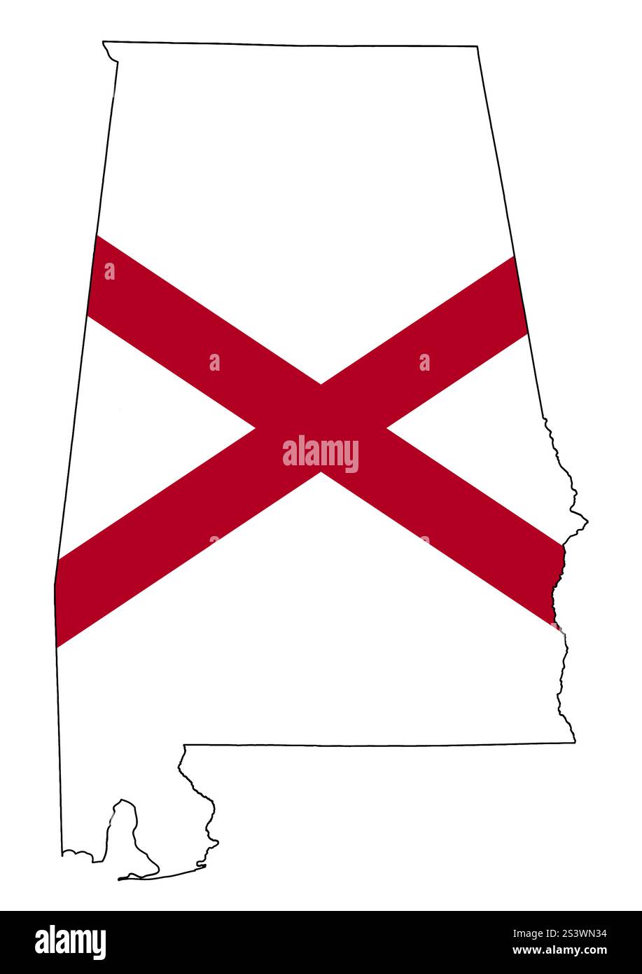 Alabama flag with the border outline Stock Photo - Alamy