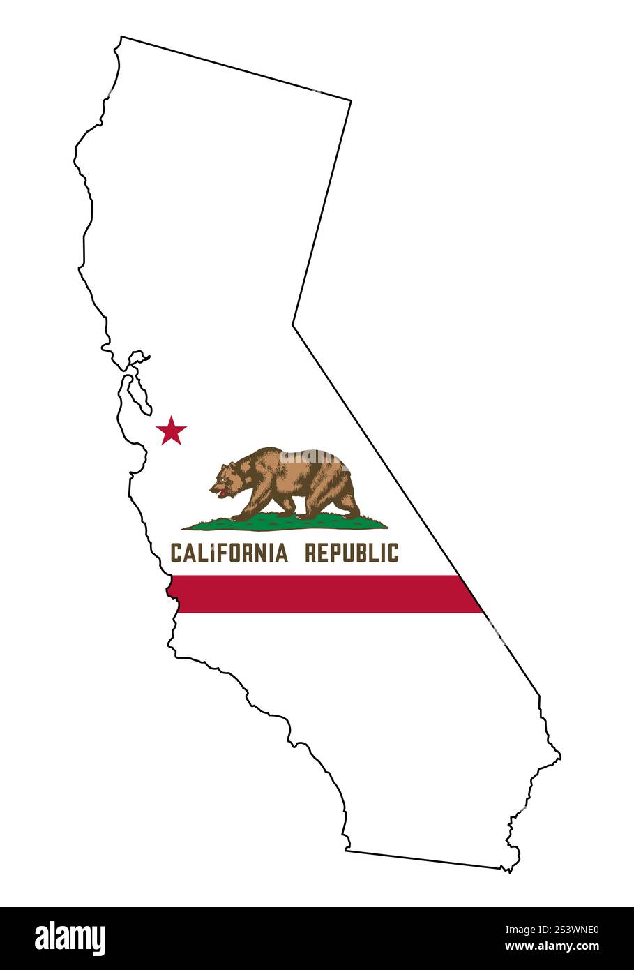 California flag with the border outline Stock Photo - Alamy
