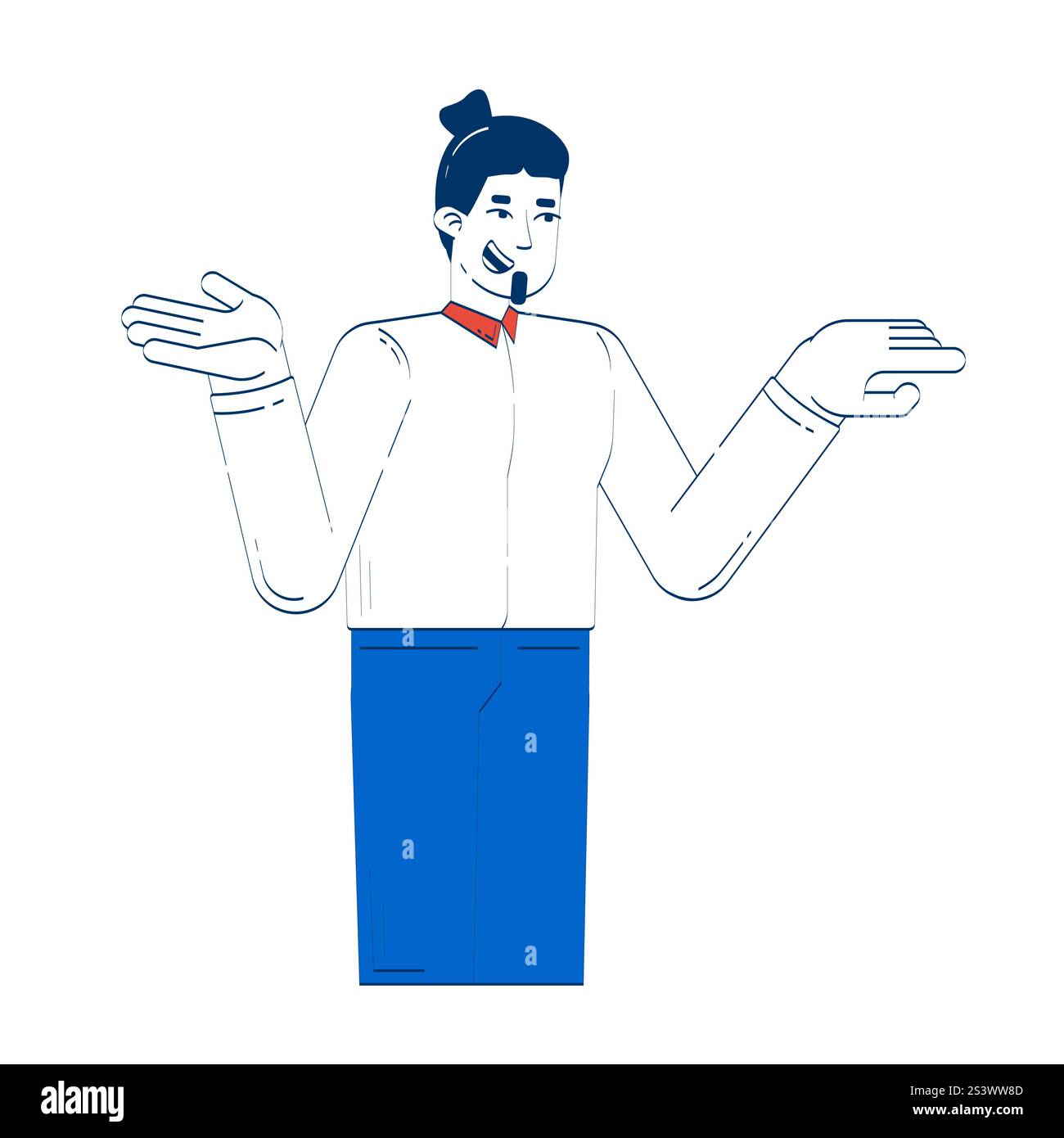 Positive caucasian man shrugging 2D doodle character Stock Vector Image ...