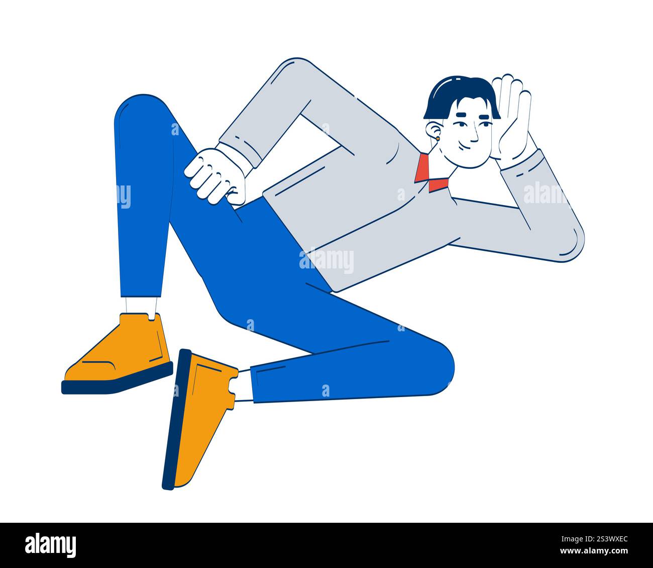 Happy korean office employee resting at work 2D doodle character Stock ...