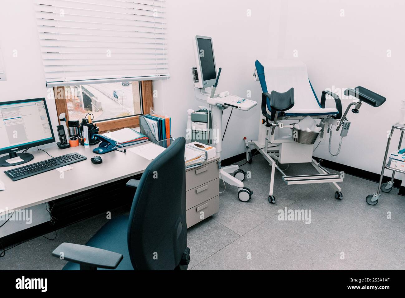Interior of a gynecologist office in a hospital, a bright room with ...