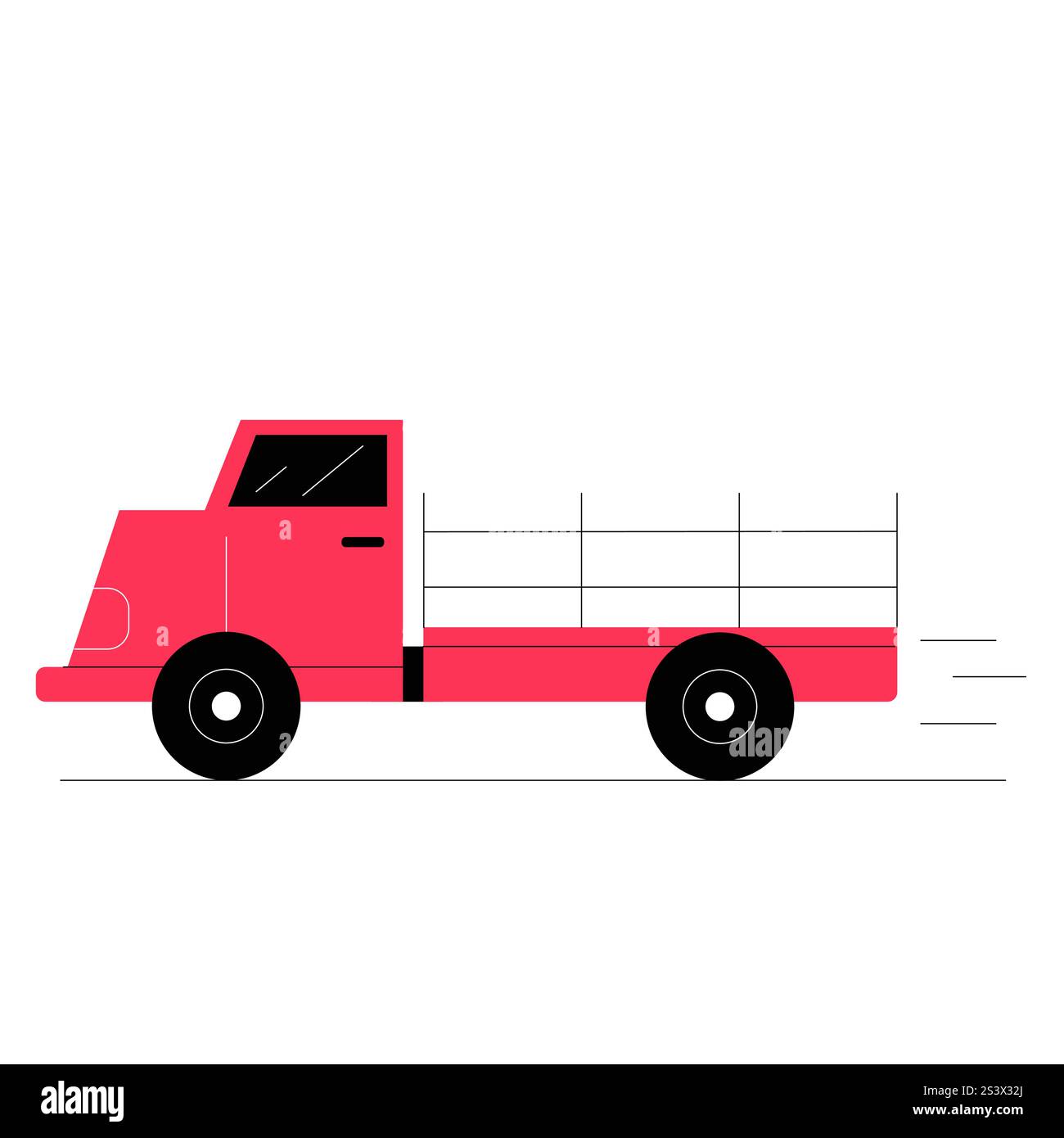 Pink Pickup Truck In Flat Vector Illustration Symbolizing ...