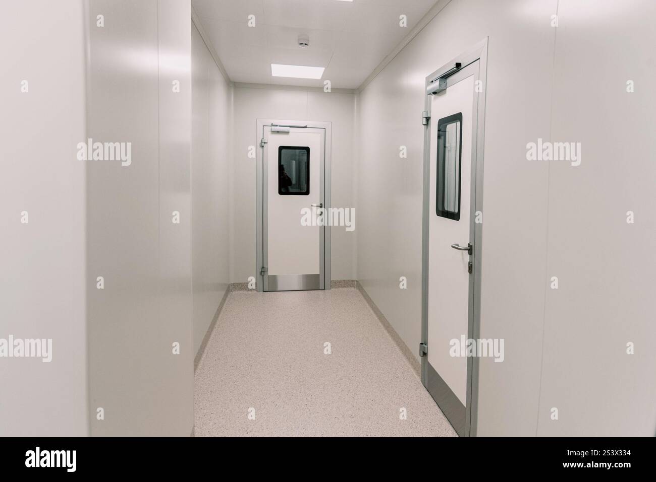 Interior of a corridor hall in a hospital, a bright room with medical ...