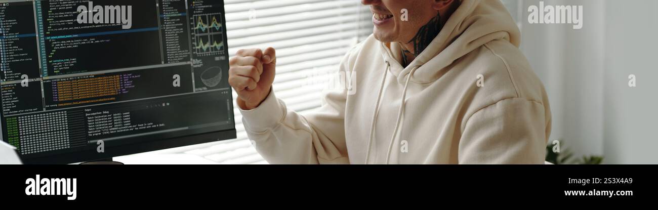 Developer Happy With His Achievement Stock Photo - Alamy