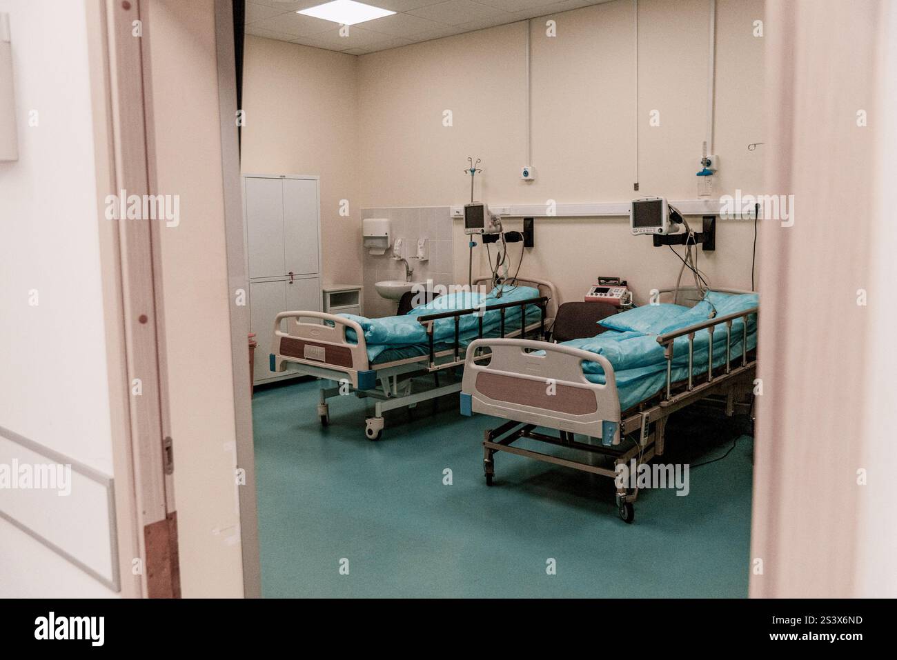 Interior of a hospital ward in a hospital, a bright room with medical ...