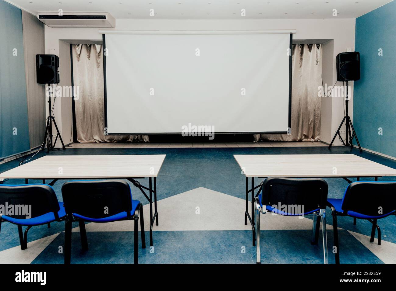 Interior of a large classroom, student class at the institute ...
