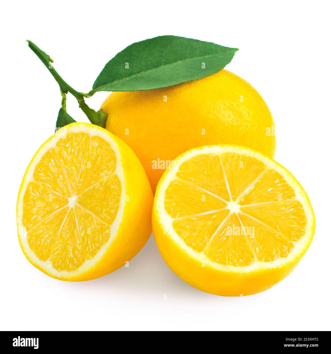 Fresh lemon citrus and half isolated on white background Stock Photo ...