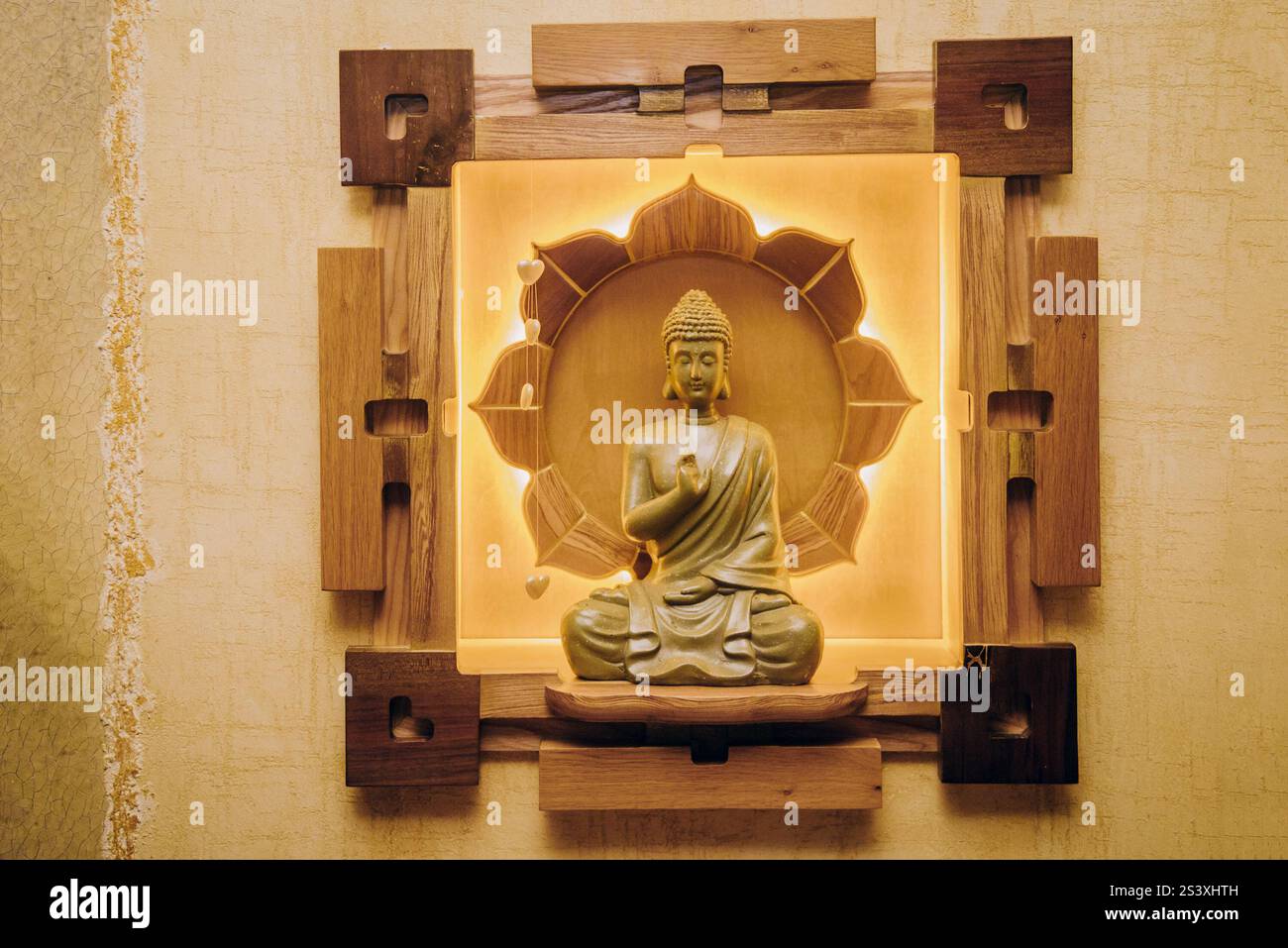 Restaurant cafe interior detail, trendy stylish bar design, Buddha ...