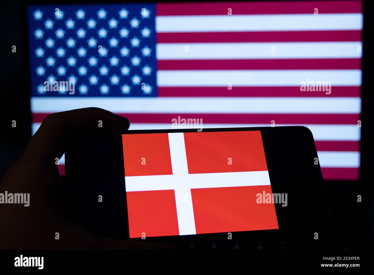 Denmark. 09th Jan, 2025. In this photo illustration, the flag of ...