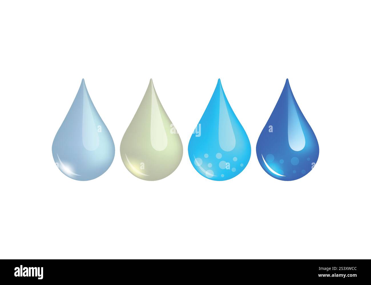 Water drop shape. Blue water drops set. Water or oil drop. Flat style ...
