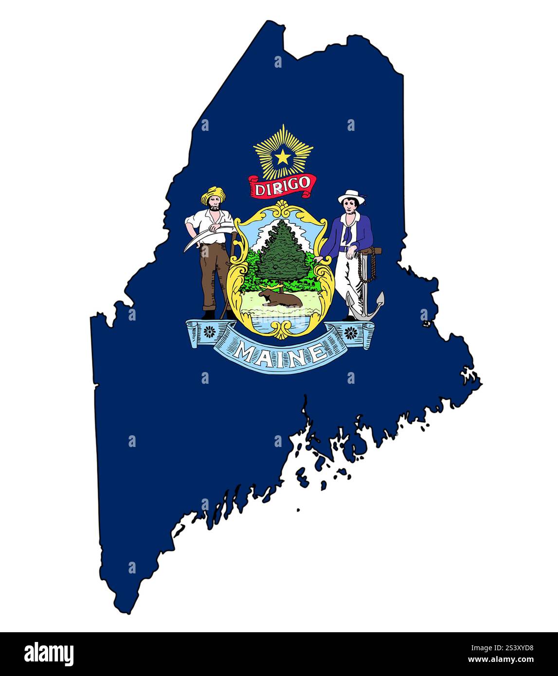 Maine state map flag hi-res stock photography and images - Alamy