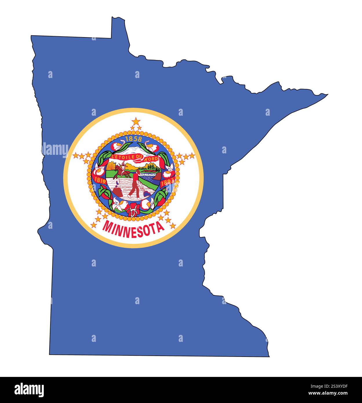 Minnesota flag with the border outline Stock Photo - Alamy