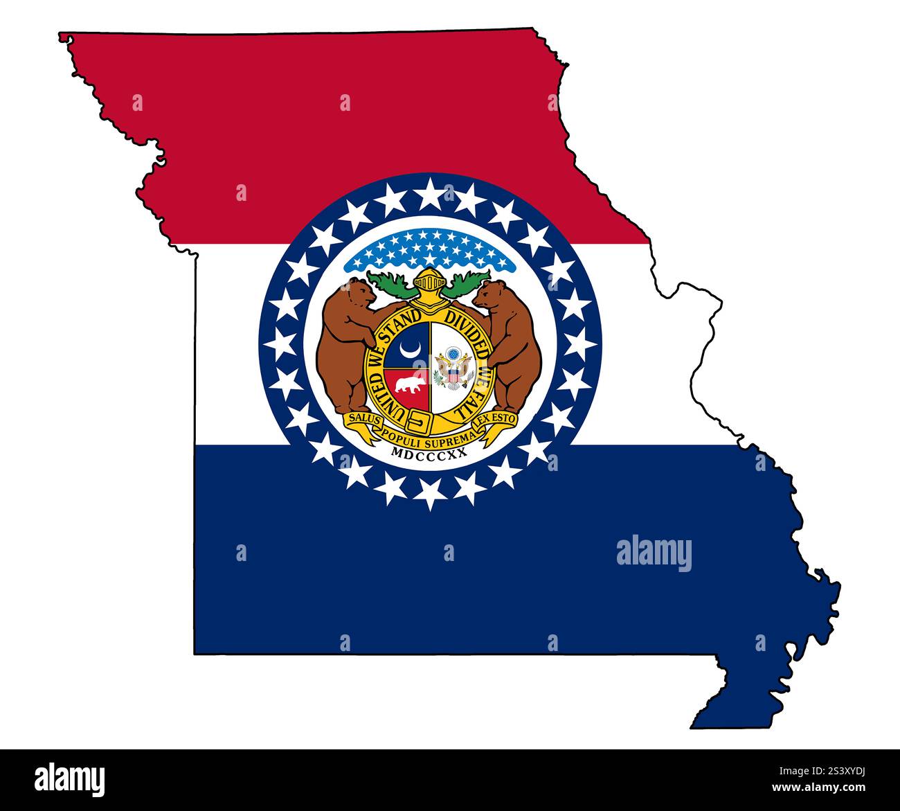 Missouri flag with the border outline Stock Photo - Alamy