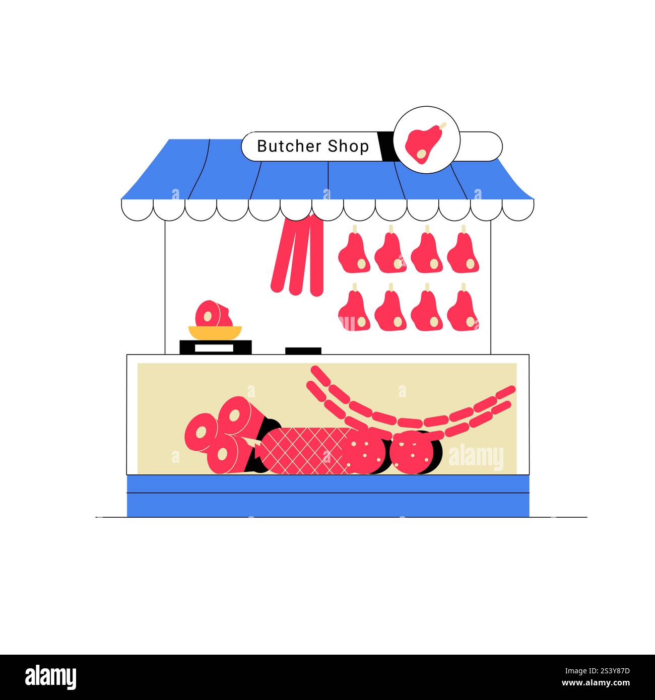 Meat on display in butcher Stock Vector Images - Alamy