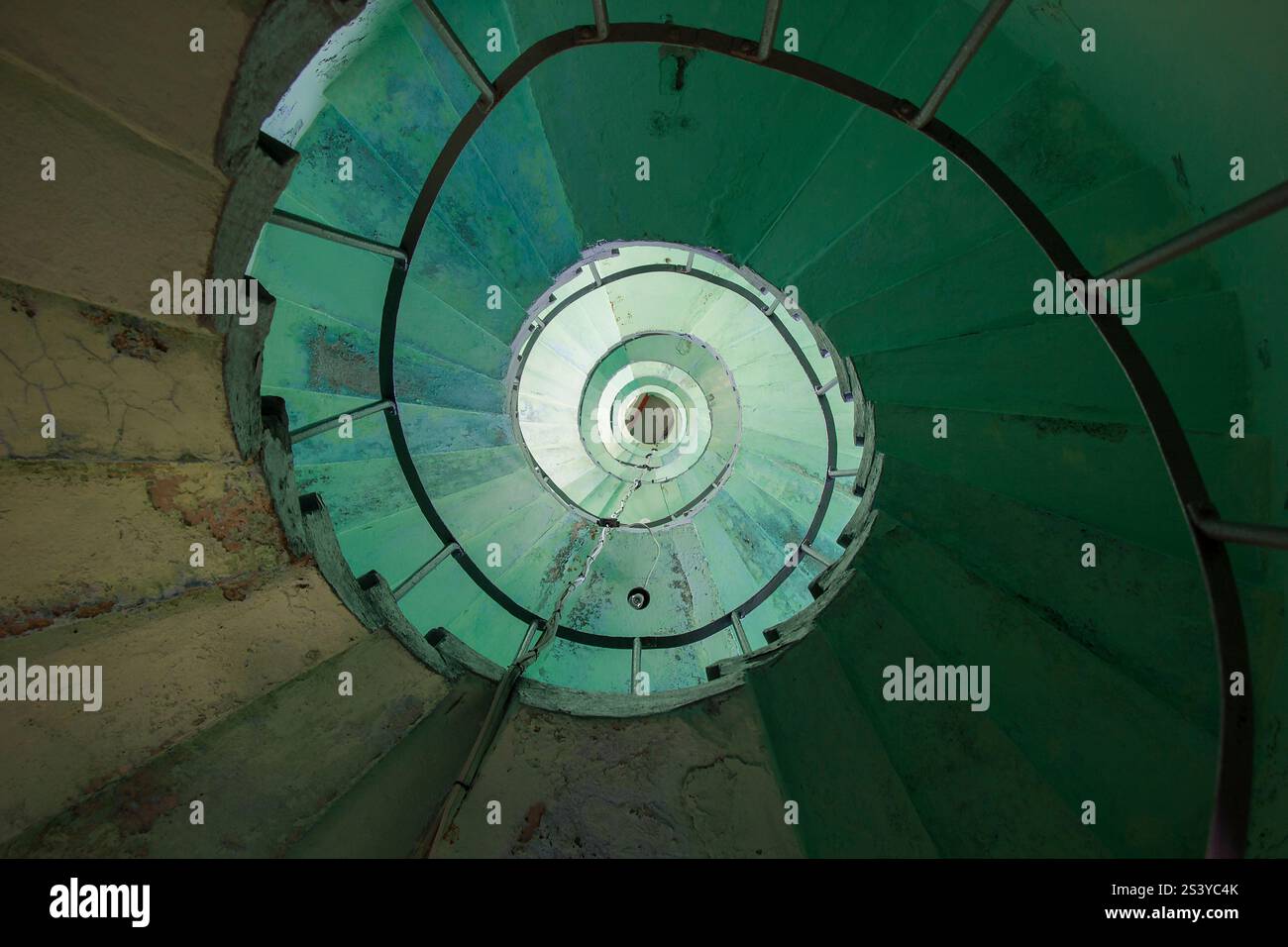 The view of a lighthouse spiral staircase from below Stock Photo - Alamy