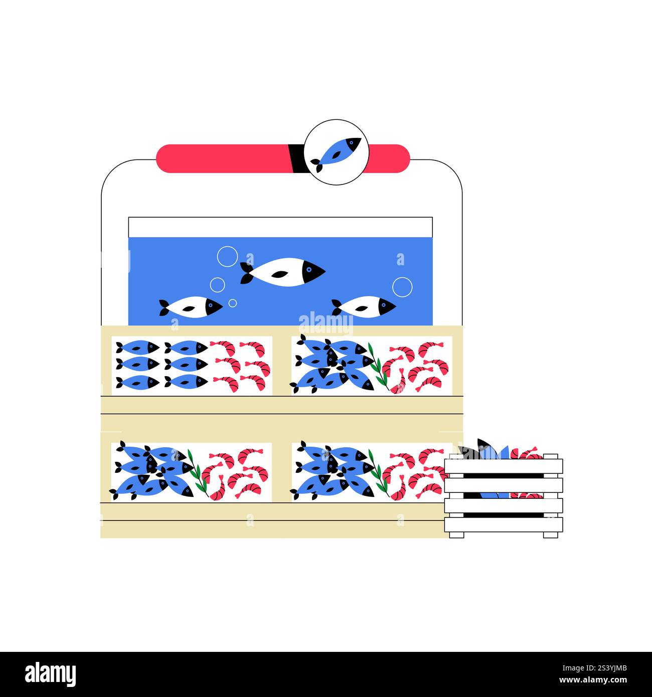 Fish display stall fishing Stock Vector Images - Alamy