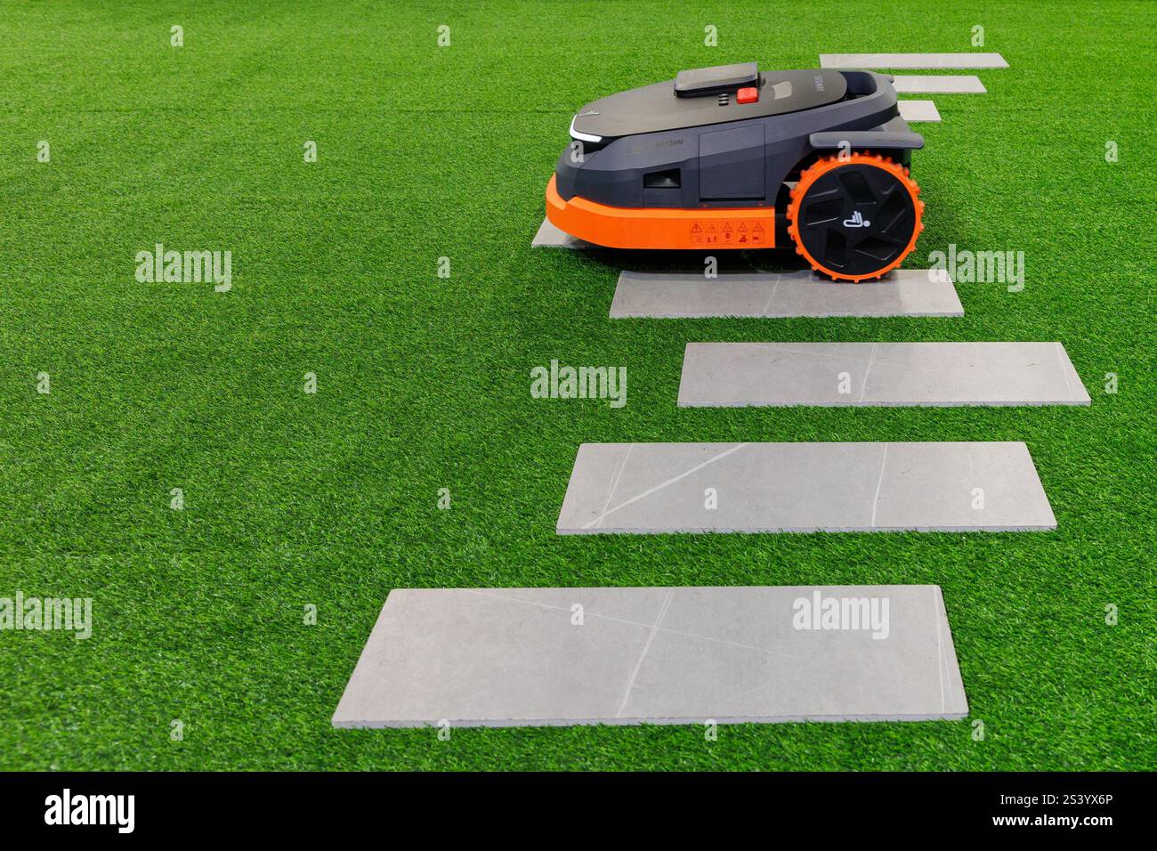 The Navimow robotic lawnmower, by Segway, on display at the Las Vegas ...