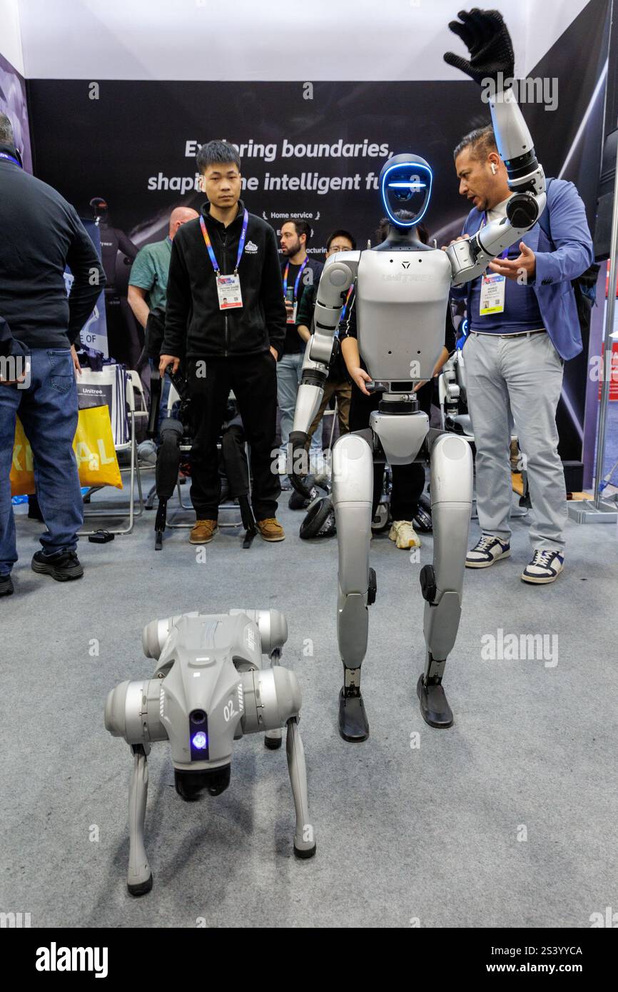 Unitree Go2 (L), a dog-like robot, and Unitree G1, a Humanoid Agent AI ...