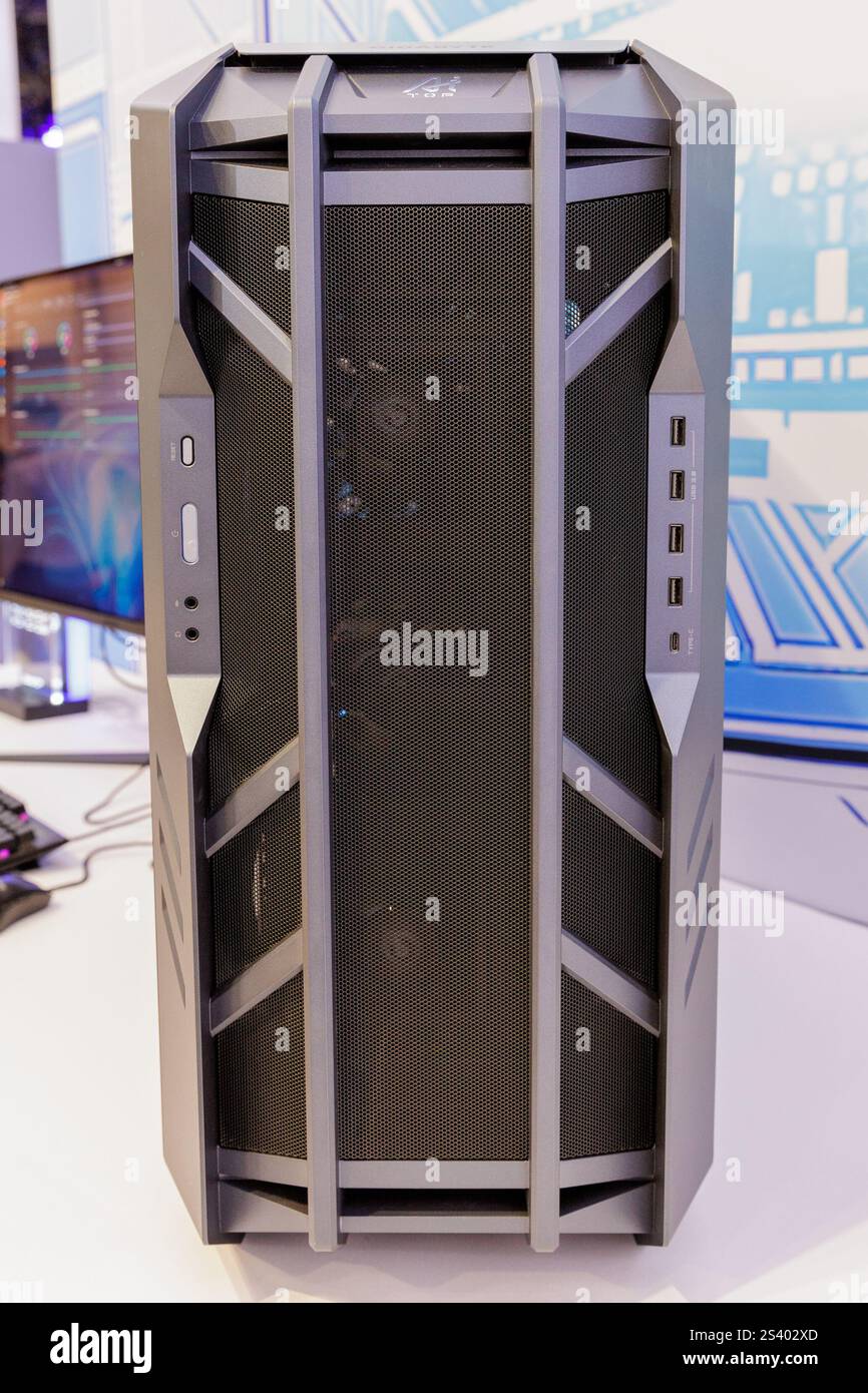 An AI TOP computer case, by Gigabyte, on display at the Las Vegas ...
