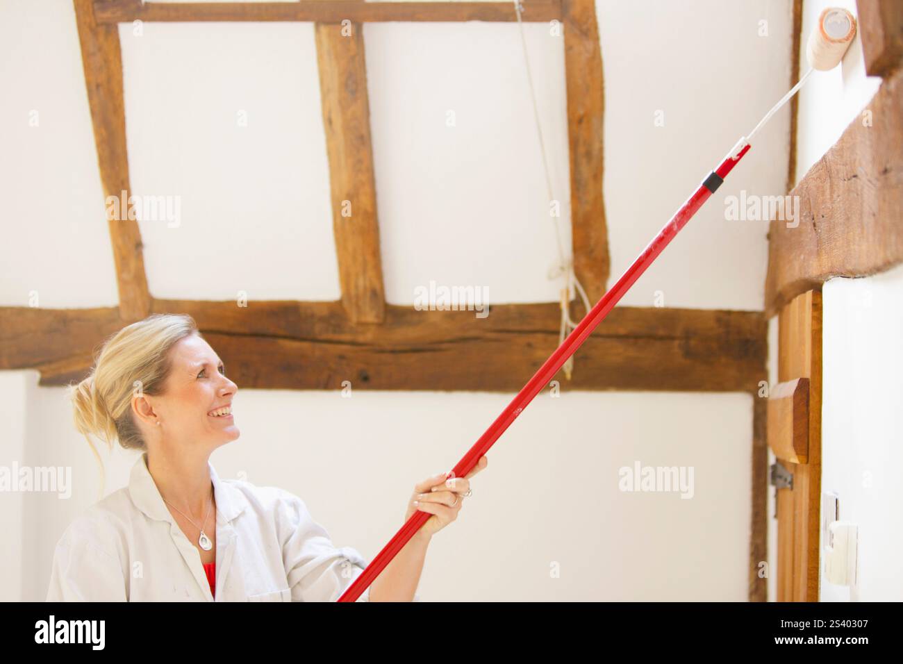 Older woman painting wall hi-res stock photography and images - Alamy