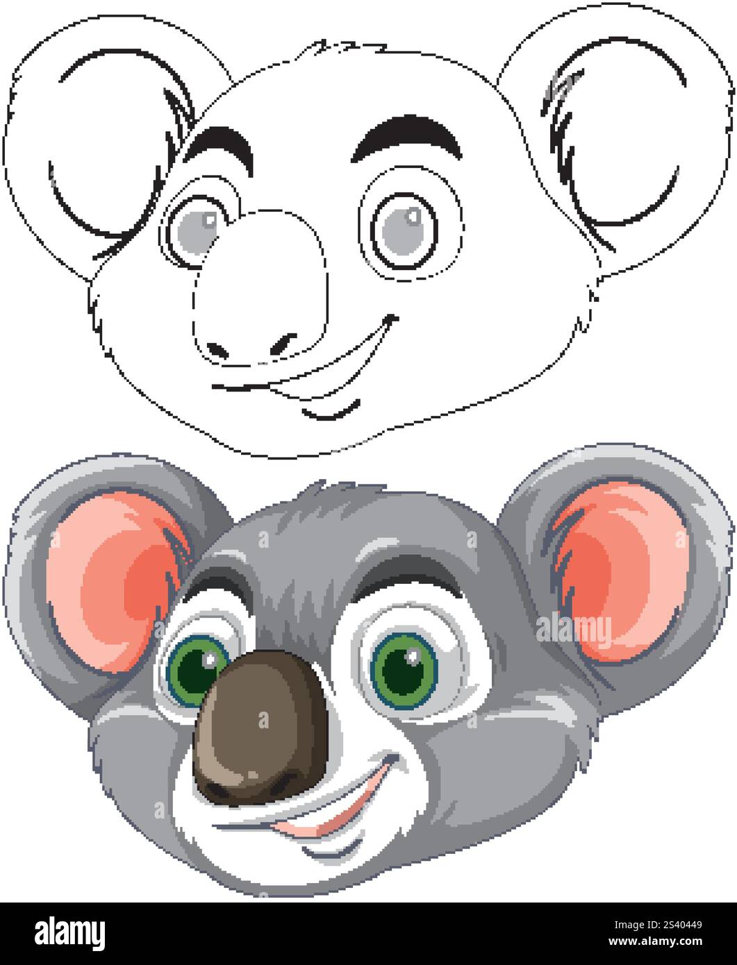 Adorable koala faces in color and outline Stock Vector Image & Art - Alamy