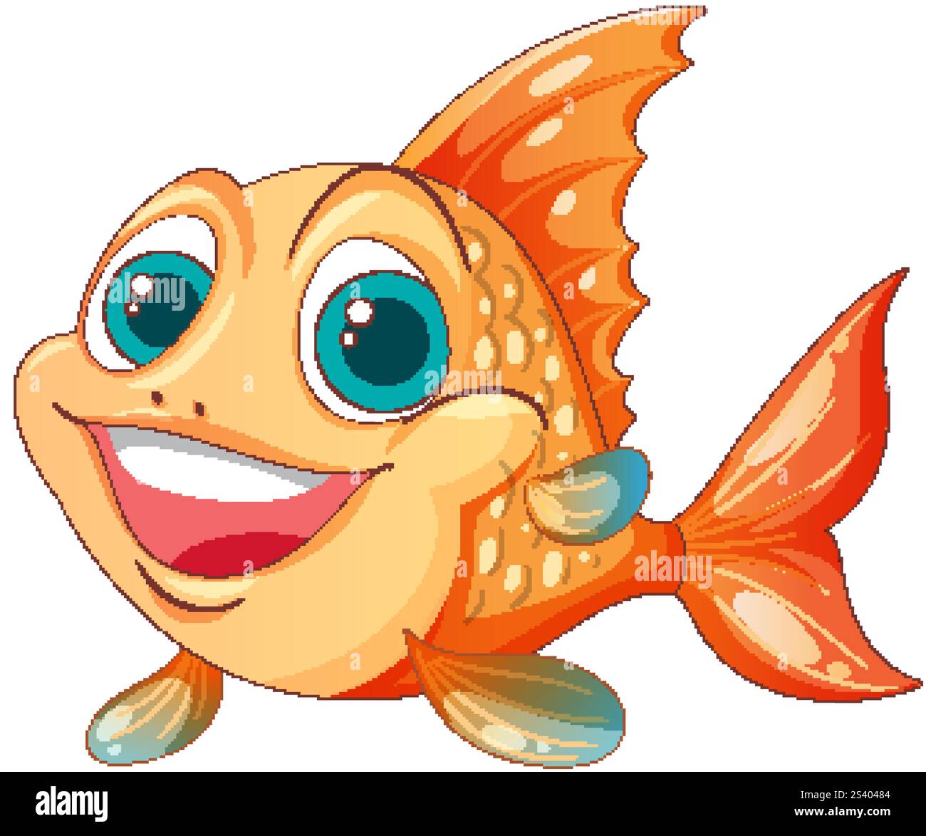 Smiling orange fish with big eyes and fins Stock Vector Image & Art - Alamy