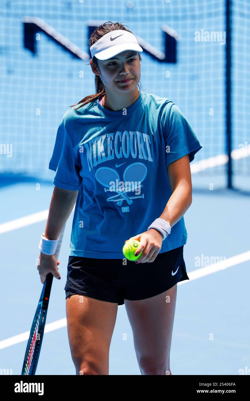 Melbourne, Australia 10.01.25. Emma Raducanu (GBR) is in action during ...