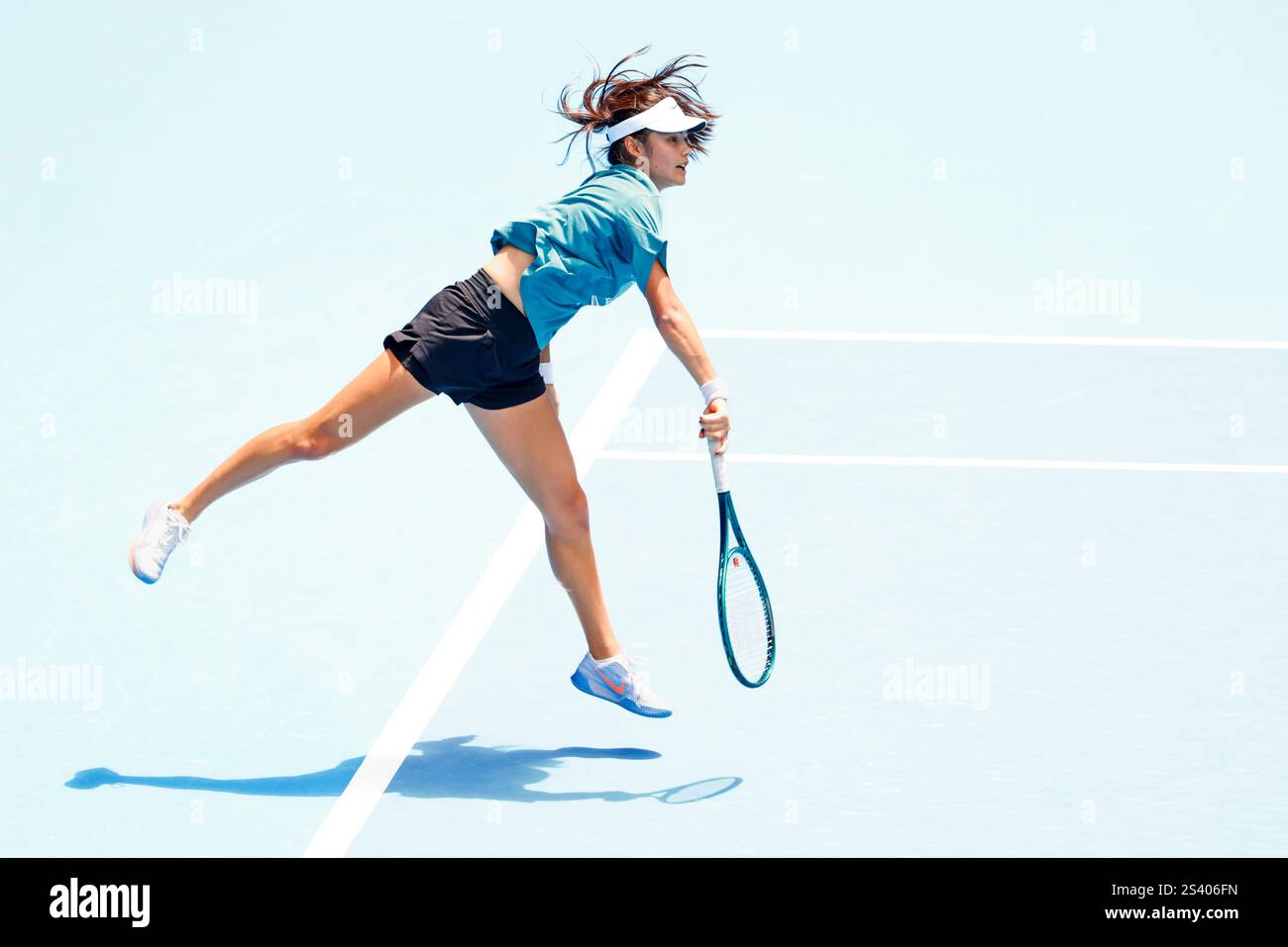 Melbourne, Australia 10.01.25. Emma Raducanu (GBR) is in action during ...
