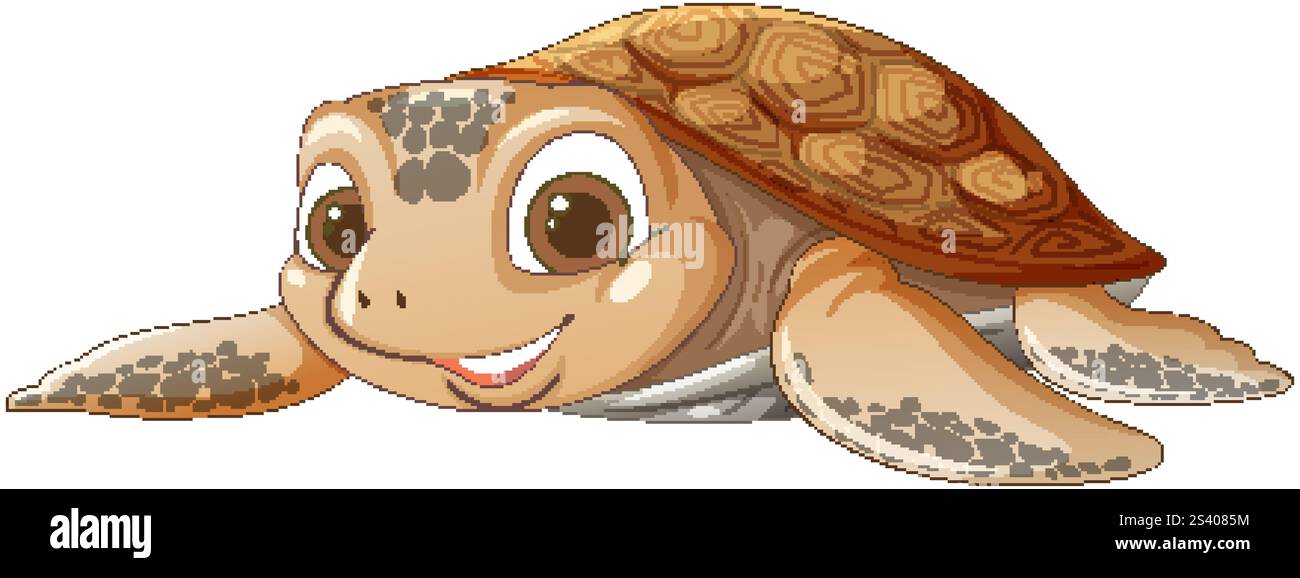 Cute turtle with a friendly, smiling expression Stock Vector Image ...