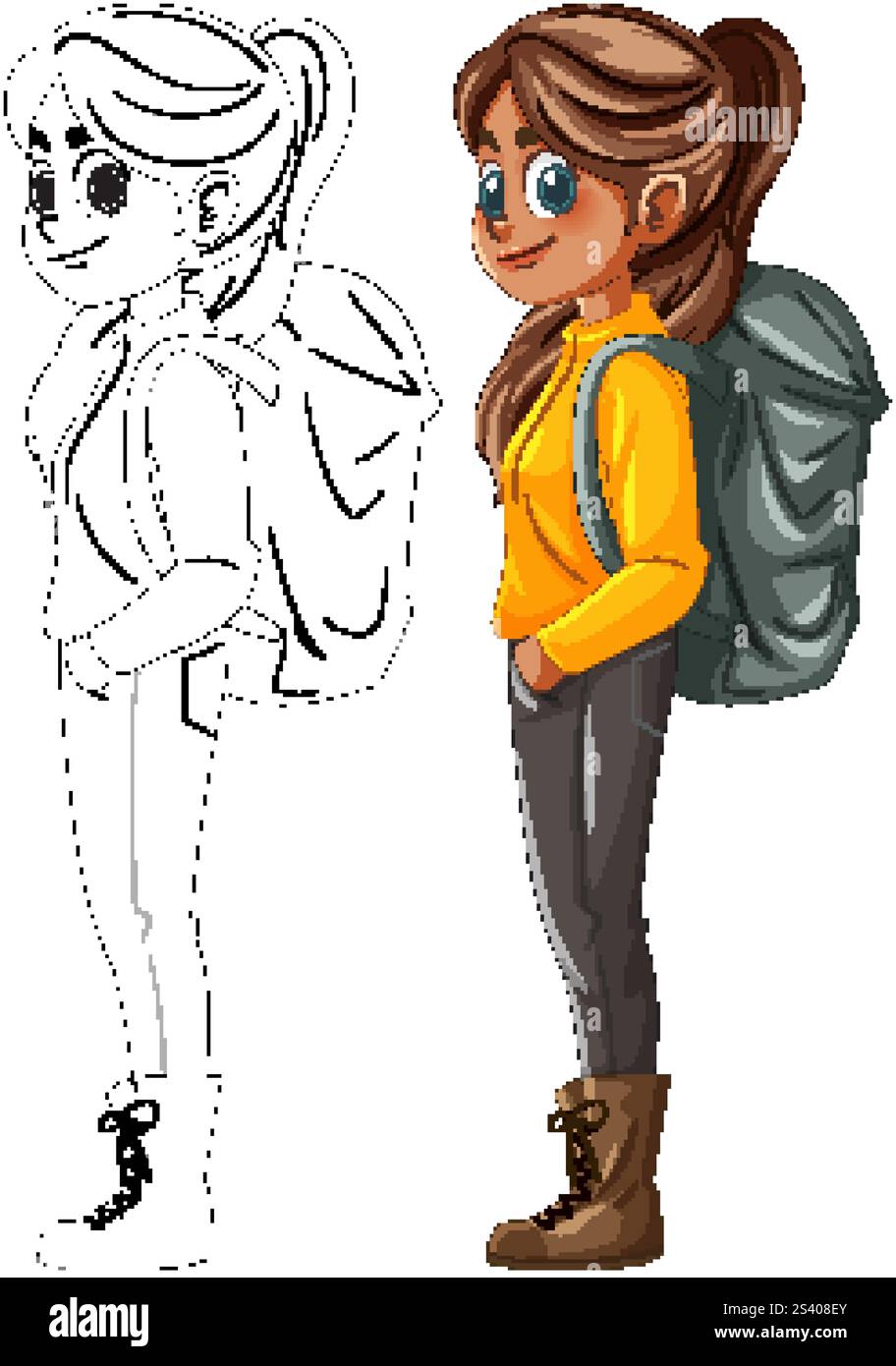 Explorer backpack drawing Cut Out Stock Images & Pictures - Alamy