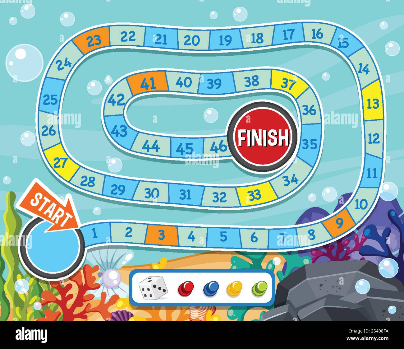 Colorful sea-themed board game with numbered path Stock Vector Image ...