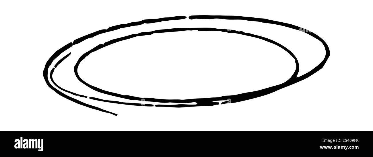 Doodle oval frame. Hand drawn circle pencil sketch. Vector scribble ...