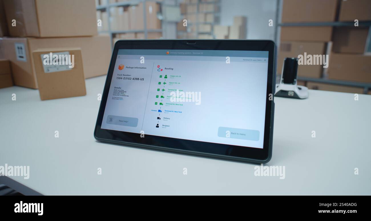 Postal Service Employee Scans Code on Cardboard Box with Barcode ...