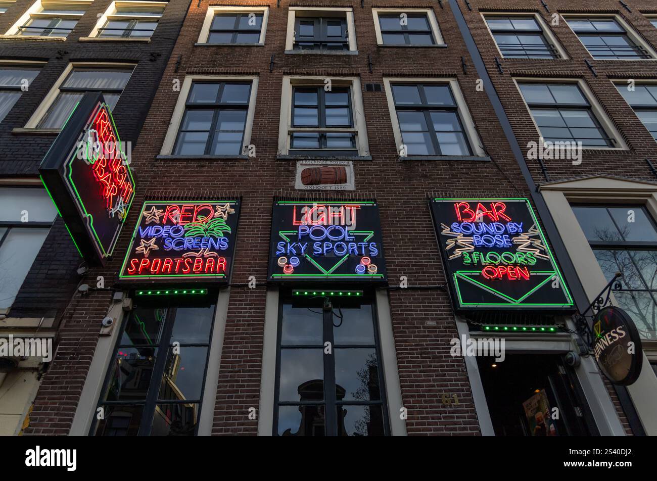 Amsterdam, the Netherlands. 16 March 2024. Neon signs at The Red Light ...