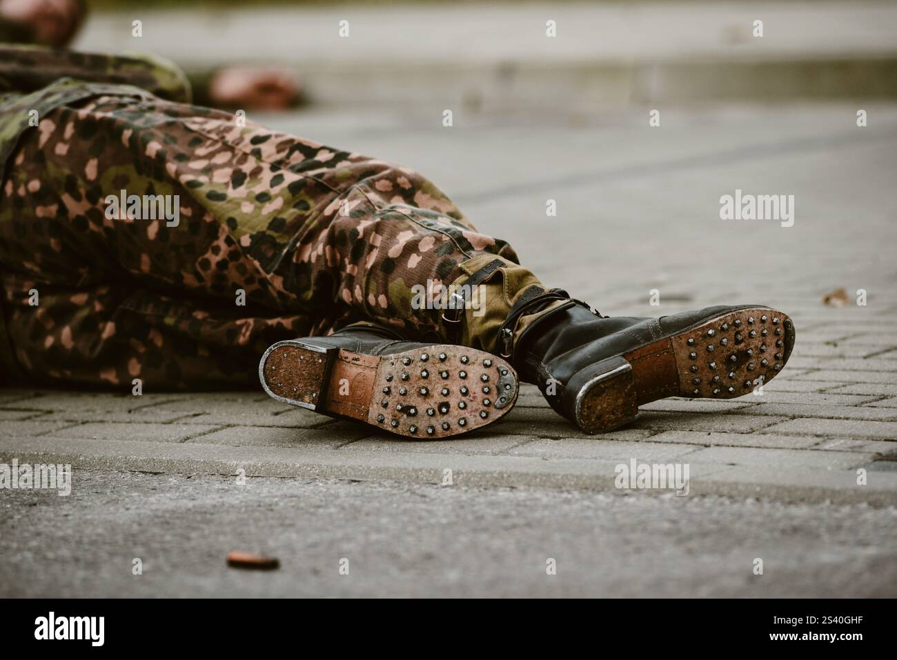 Historical reenactment of World War II, the fight between the Nazis and ...