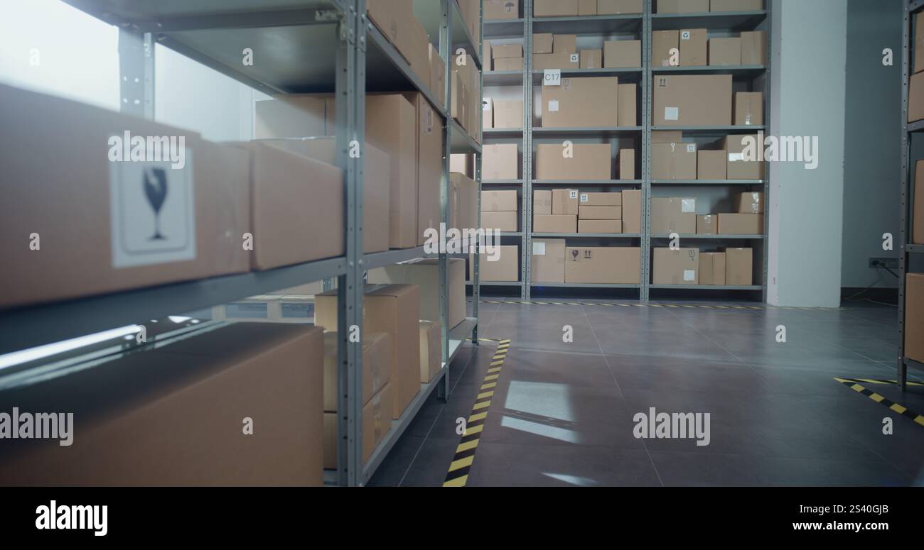 Big Storage, Warehouse Retail Center with Rows of Shelves with ...