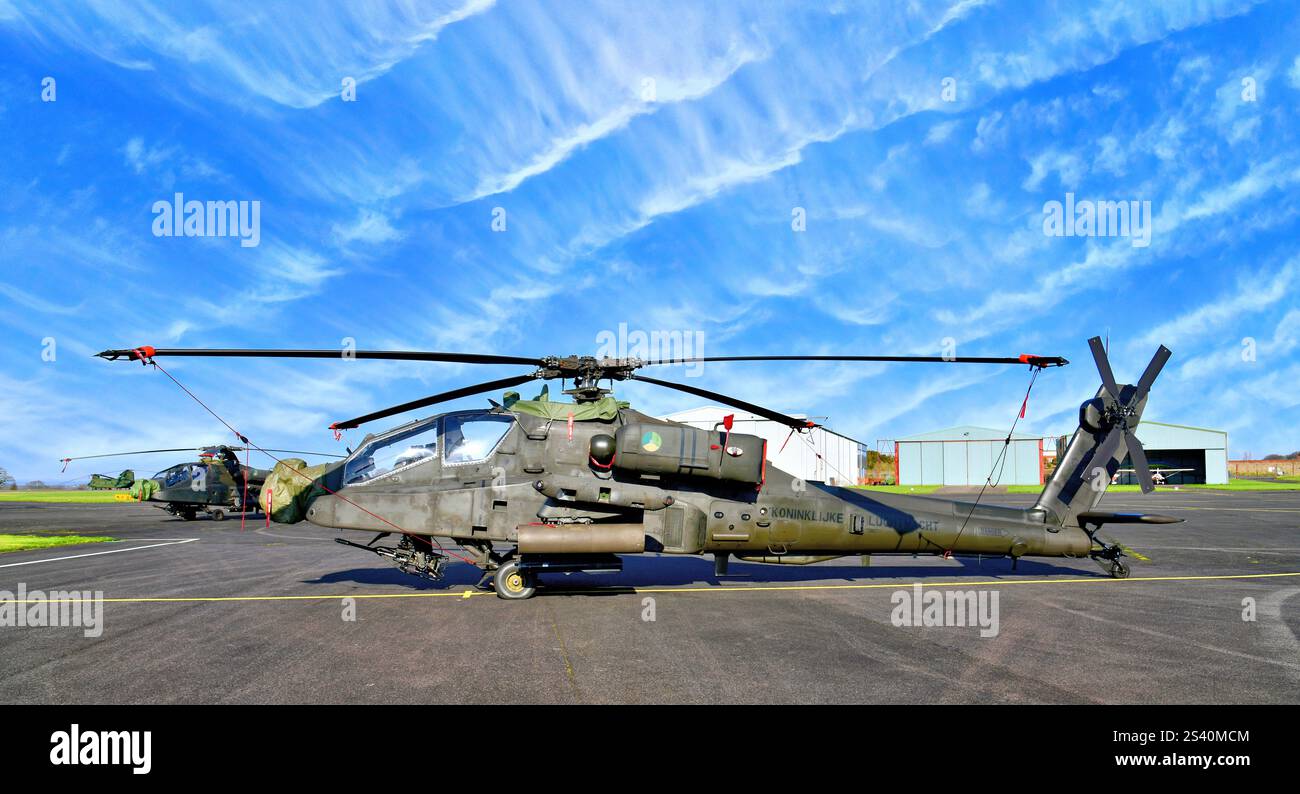 Dutch Apache helicopters at Carlisle airport during a break in training ...
