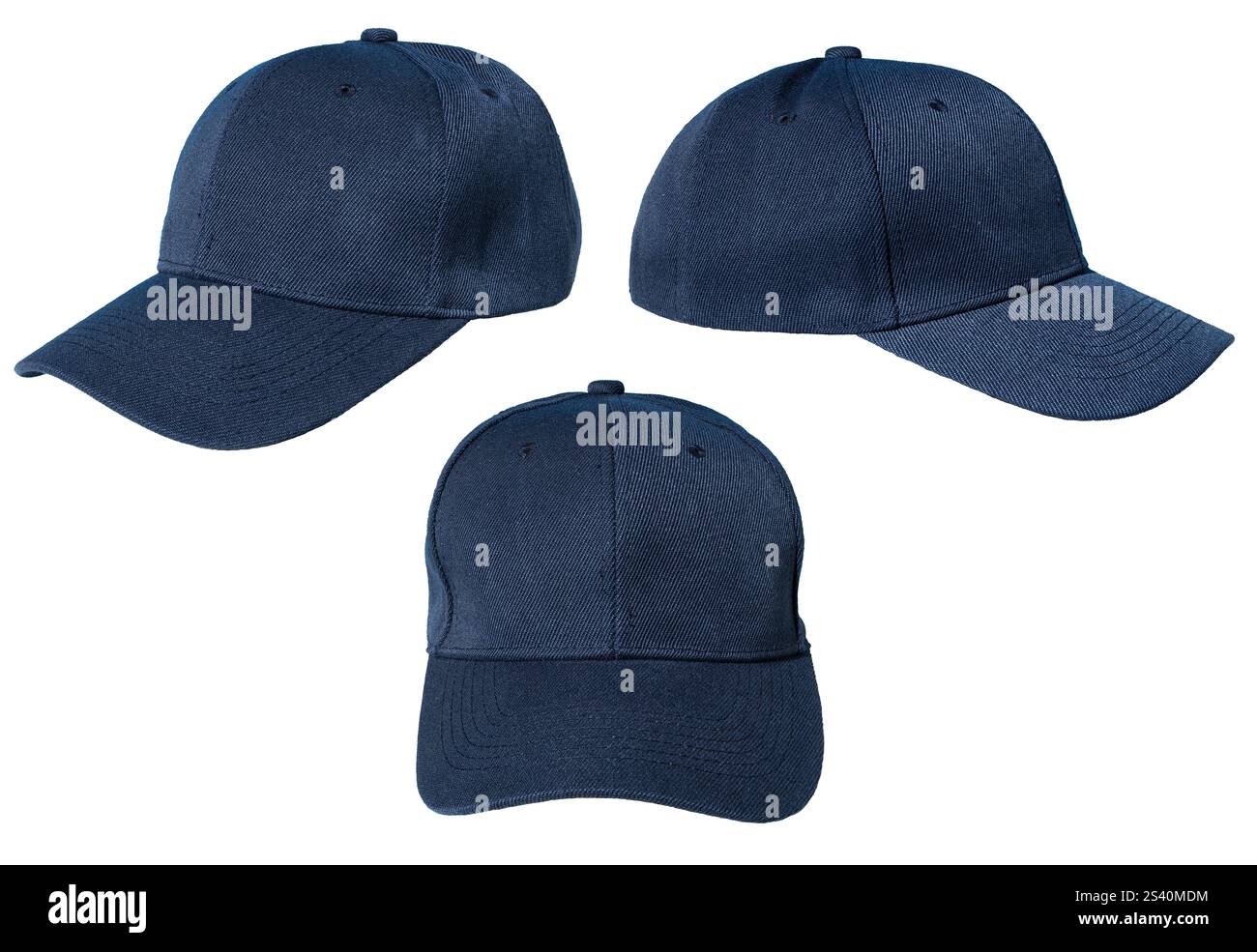 Set of Blank blue baseball cap isolated on white background. Template ...