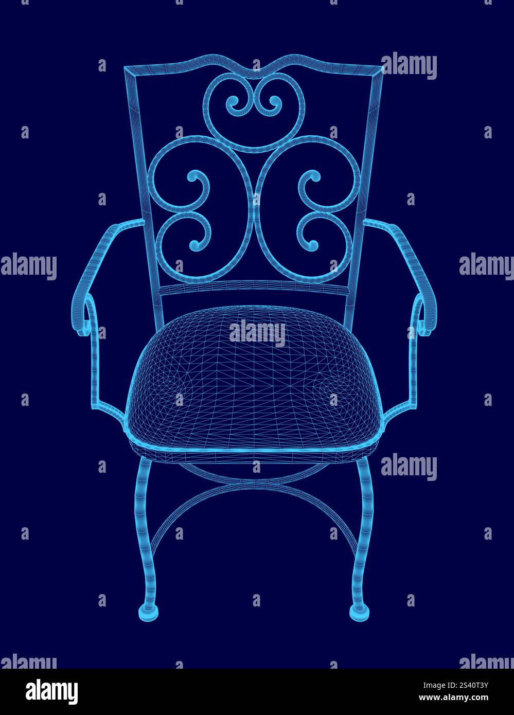 Blue chair with a blue cushion and a blue frame. The chair is designed ...