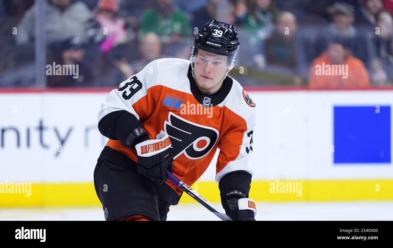 Philadelphia Flyers' Matvei Michkov plays during an NHL hockey game ...