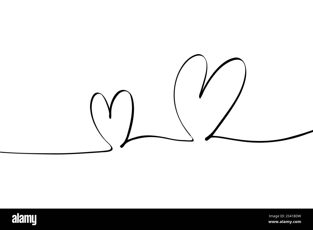 One continuous line two heart drawing. Abstract romantic love symbol ...