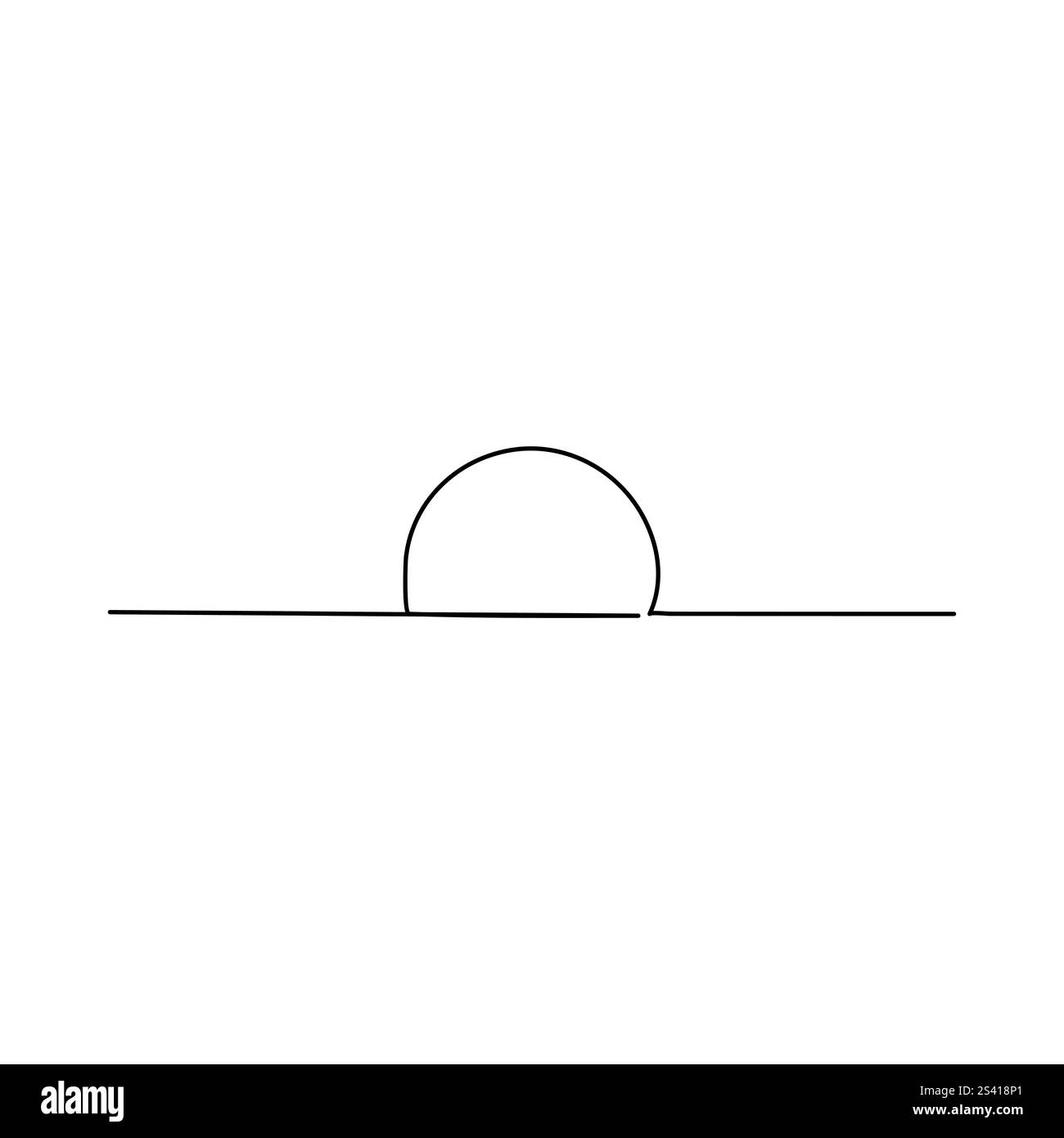 Sunset with cloud on sea ocean continuous one line drawing Sunrise one ...